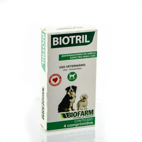 Biotril antiparasitário de amplo espectro biofarm 4 comprimidos ...