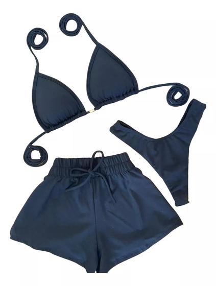 Biquini Com Short Conjunto 3 Peças Moda Praia Verão Novidade - BEA ...