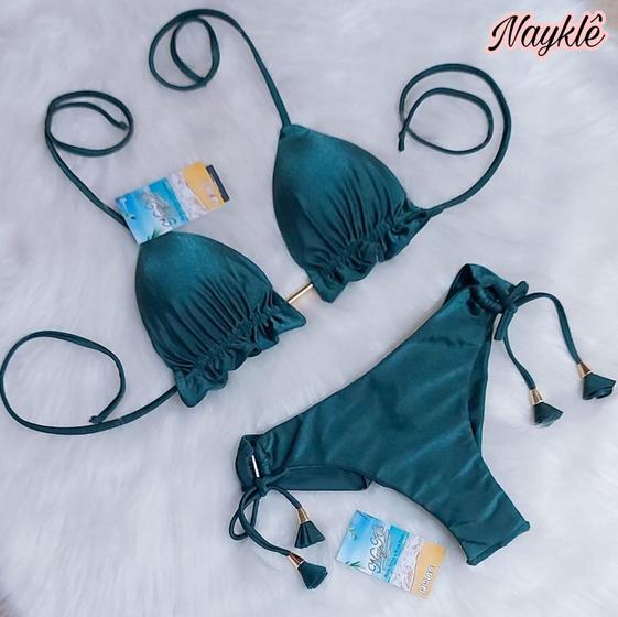 Biquini Cortininha Com Calcinha Fio Duplo, Verde Palace - Naykle ...