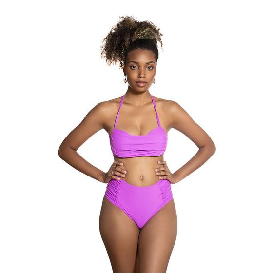 Biquini Hot Pants Calcinha Larga Lateral Plissada Top Bojo Nao Removivel Praia Priscina Protecao ...