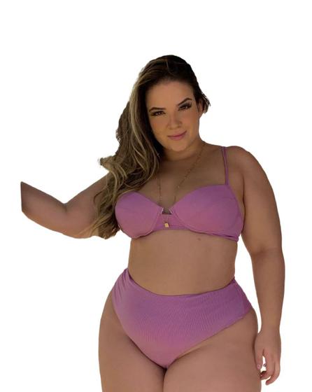 Biquini Hot Pants Plus Size Calcinha Fio Duplo Lilas Gg Lucy Pinheiro