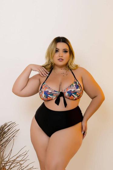 Biquini Plus Size Cintura Alta Estampado Top Cropped Com Bojo G1 Lucy