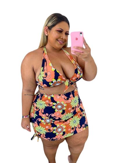 Biquini Plus Size Saia Top Com Bojo Lucy Pinheiro Biquinis Biquíni