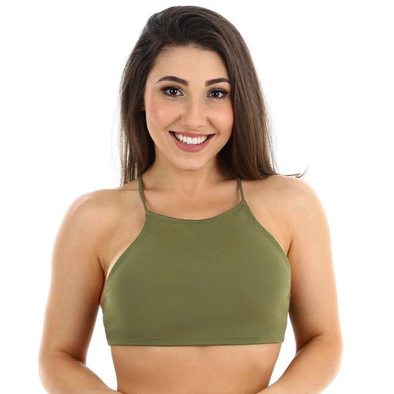 Biquini Top Cropped Faixa Com Bojo Removível Frente única De Amarrar