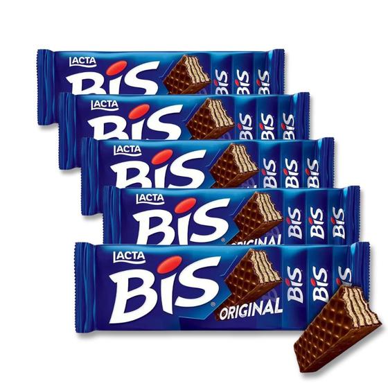 Bis Chocolate ao Leite Lacta Kit 5 Caixas - 20 unidades 126g - Bis ...