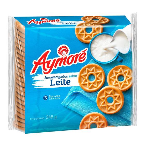 Biscoito Amanteigado Aymoré Sabor Leite 248g - Aymore - Biscoito ...