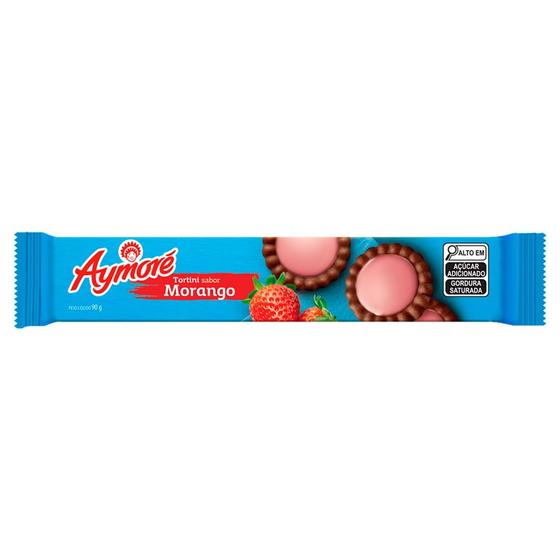 Biscoito Aymoré Tortini Sabor Chocolate e Recheio de Morango 90g ...