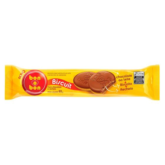 Biscoito Bon o Bon Biscuit Sabor Chocolate o Leite com Recheio de ...