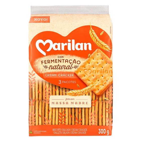 Biscoito Cream Cracker Fermentação Natural 300g - Marilan - Biscoito ...