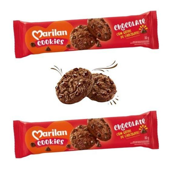 Biscoito Crocante Cookie Chocolate com Gotas Kit 2 Pcts 80g - Marilan ...