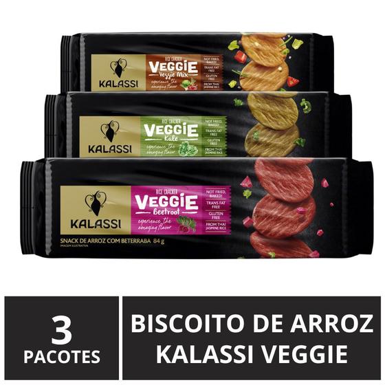 Biscoito de Arroz, Kalassi Veggie, 3 Pacotes de 84g - Biscoito ...