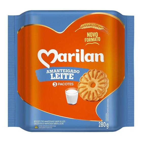 Biscoito Doce Amanteigado Leite 280g PT 3 UN Marilan - Biscoito ...
