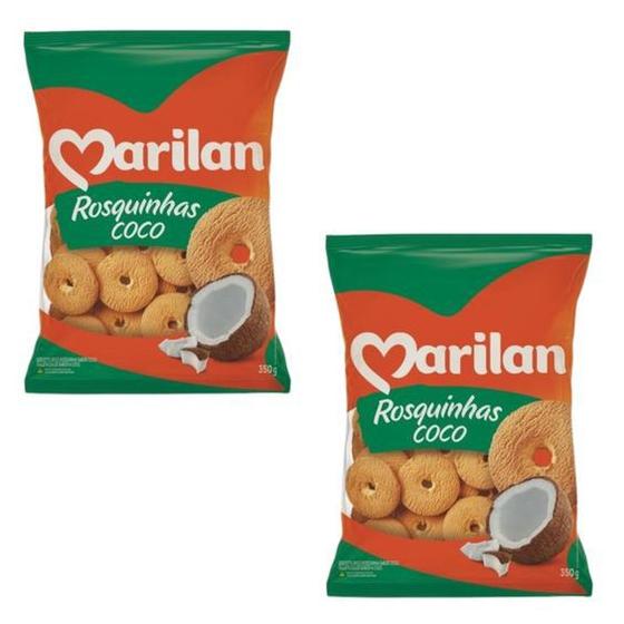 Biscoito Doce Sabor Coco Bolacha Rosca 2 Pacotes com 350g - Marilan ...