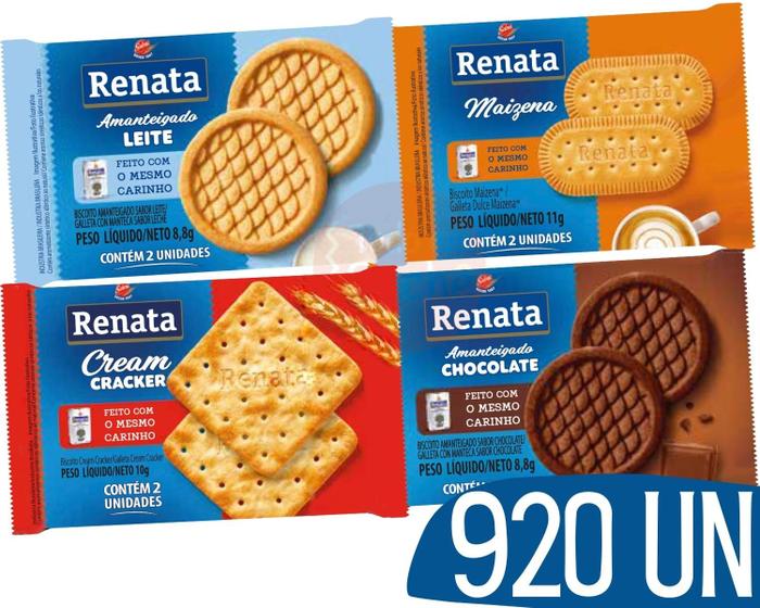 Biscoito em Sache Renata Chocolate, Leite, Cream Cracker e Maizena ...