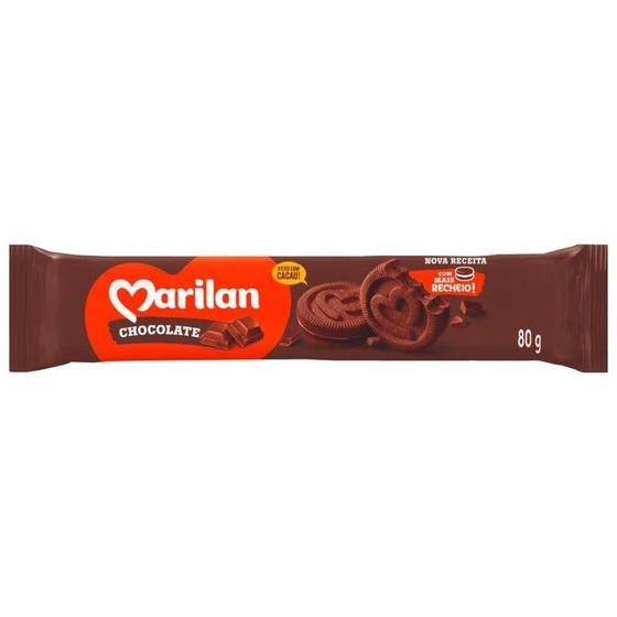 Biscoito Marilan Recheado Chocolate 80g - Embalagem com 50 Unidades ...