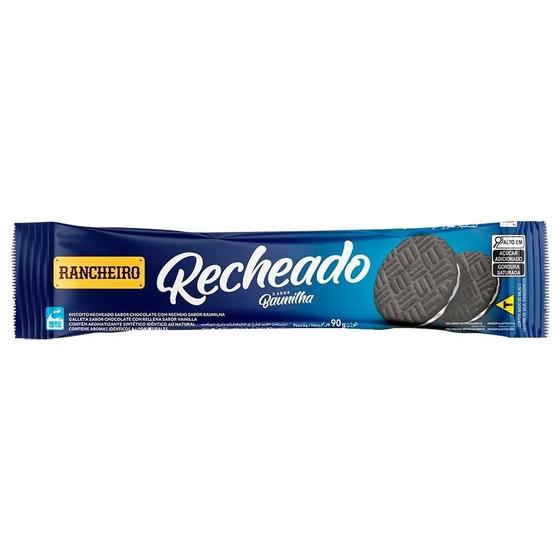 Biscoito Rancheiro Rosquinha Recheada Vegana de Chocolate e Baunilha 90g - Embalagem com 30 ...