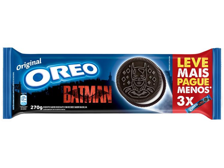 Biscoito Recheado Chocolate e Baunilia - Batman Original Oreo 270g ...