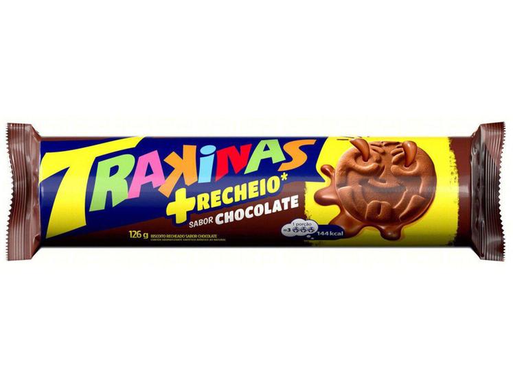 Biscoito Recheado Chocolate Mais Recheio - Trakinas 126g - Biscoito ...
