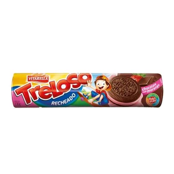 Biscoito Recheado Treloso Morango Chocolate 130g - Vitarella - Biscoito ...