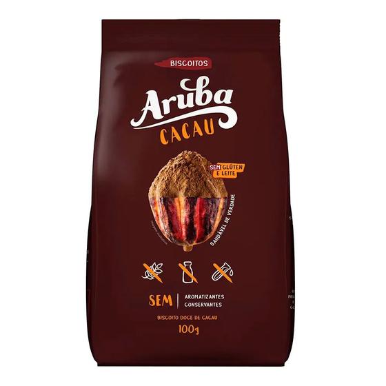 Biscoito sabor Cacau Sem Glúten Sem Leite Zero Açúcar Aruba 80 g ...