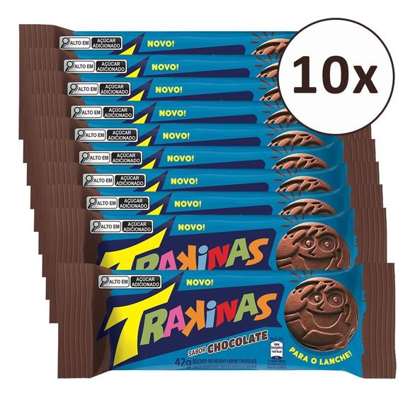 Biscoito Trakinas Lanche Sabor Chocolate 10 Unidades De 42g - Modelez ...