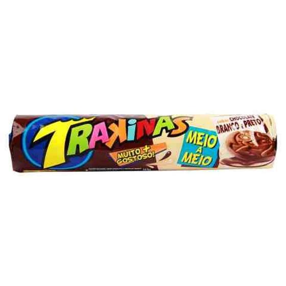 Biscoito Trakinas Meio Chocolate Chocolate Branco 126g - Embalagem c ...
