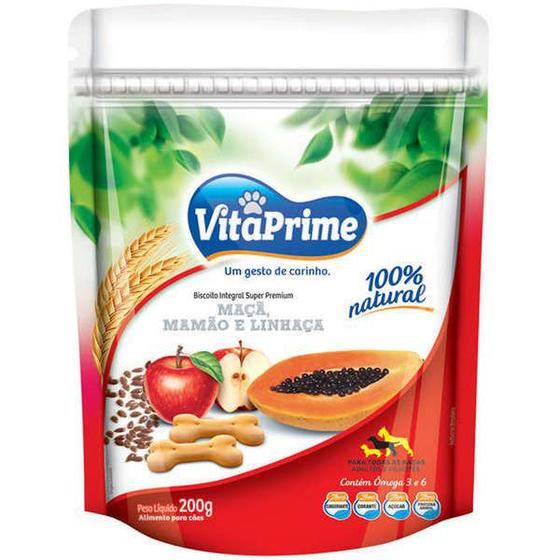 Biscoito vitaprime maça, mamão e linhaça 200g p/ câes - Biscoito para ...