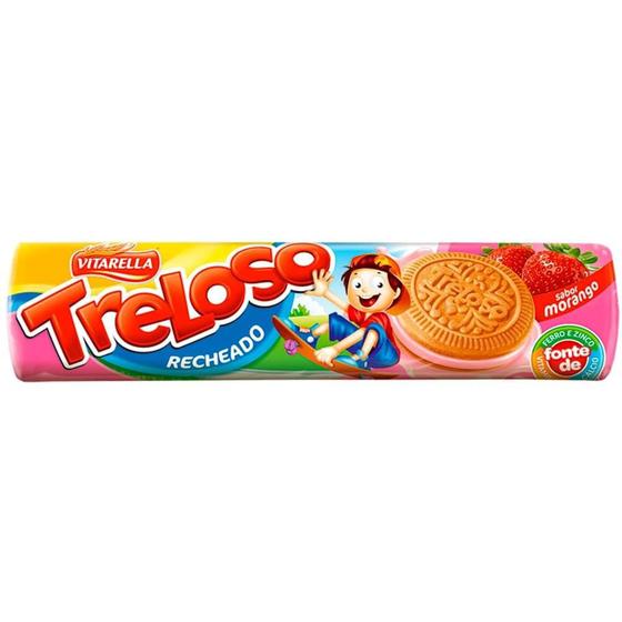 Biscoito Vitarella Treloso Recheado Morango 130g Embalagem com 30 ...