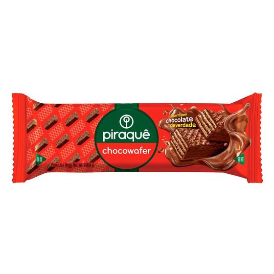 Biscoito Wafer Piraquê Chocowafer Recheio e Cobertura Chocolate 100,8g ...