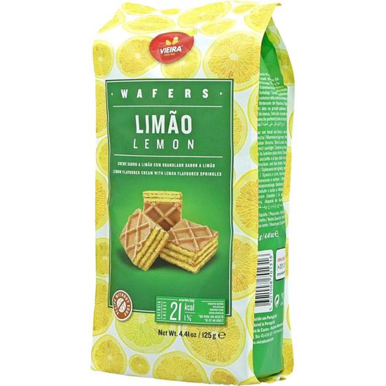 Biscoito Waffer de Limão Português Viera 125g - Vieira - Biscoito ...