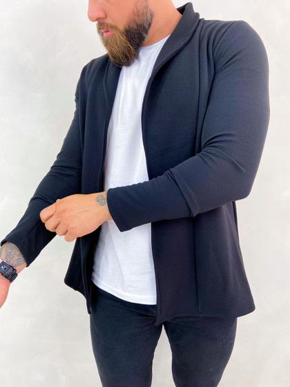 Blazer Cardigan Comprido Longo Masculino Casaco Manga Longa - Manuellas ...