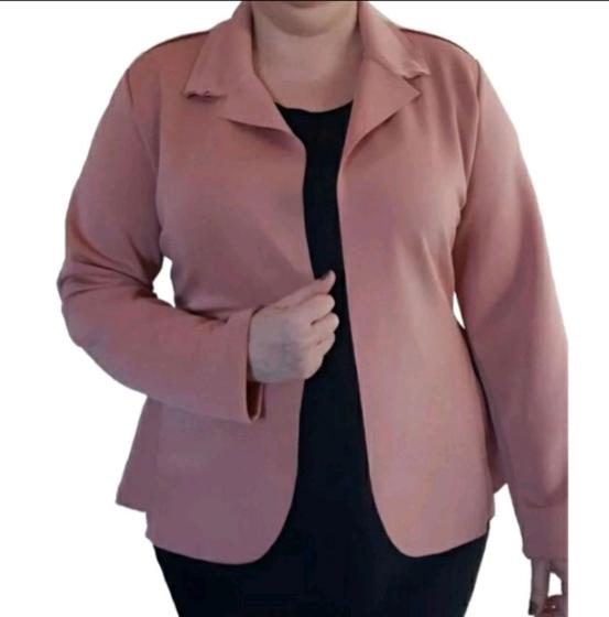 Blazer Curto Acinturado Plus Size Neoprene Prestige Moda Blazer