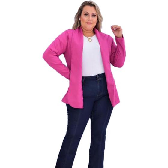 Blazer Feminino Longo Sobretudo Alfaiataria Social Plus Size Rebel