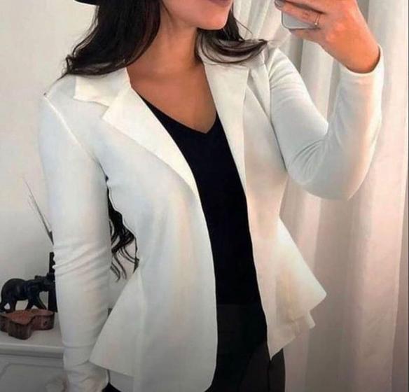 Blazer Neopreme Tamanho padrão Feminino Elegante Tendência Moda inverno Clássico Charmosa ...