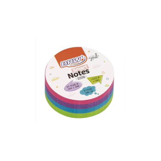Bloco Adesivo BRW Smart Notes Redondo Colorido Soul 45x45mm 200 Folhas ...
