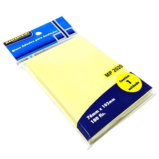 Bloco Adesivo Para Anotações Masterprint 100 Folhas - 76 mm x 102 mm ...