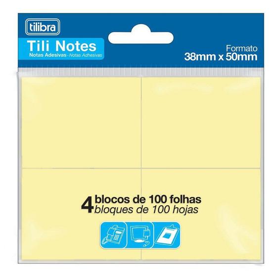 BLOCO ADESIVO TILI NOTES 38 x 50mm COM 400 FOLHAS TILIBRA - Bloco de ...