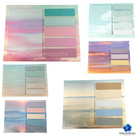 Bloco de Anotações Adesivo Nota Ocean Flag Marcador Vintage Bujo Sket ...