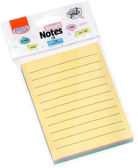 Bloco de notas adesivas pautado colorido 100 folhas BRW - Bloco Adesivo ...