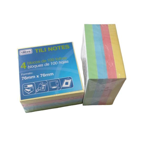 Bloco De Notas Anotações 400 Folhas Coloridas - Tipo Post It - TILIBRA ...