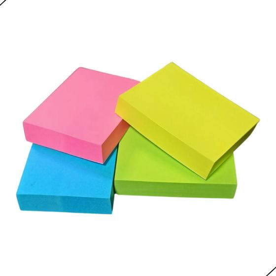 Bloco de Notas Papel Adesivo Anotações Post It Colorido Neon 4 Cores ...