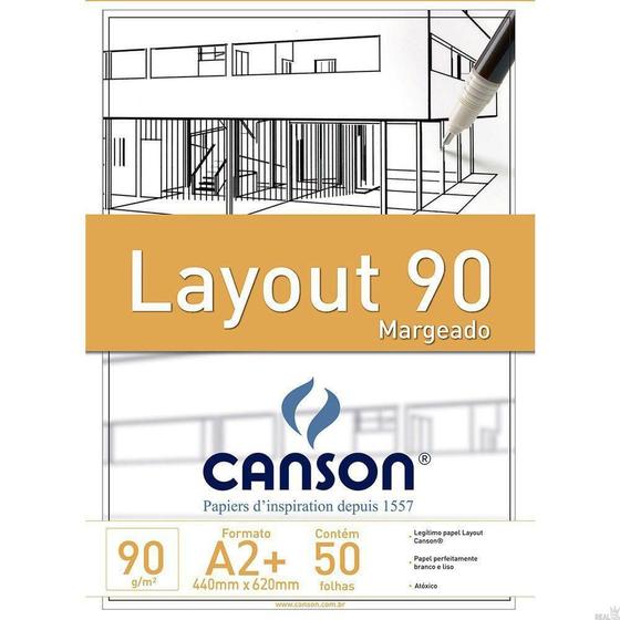 Bloco de Papel Lay-Out A2 Margeado 90G/M2 50 Folhas - Canson - Papéis ...