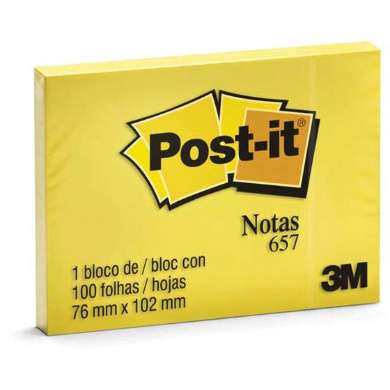 Bloco de Recado POST-IT 657 Amarelo 76X102MM C/100FLS - 3M - Bloco ...