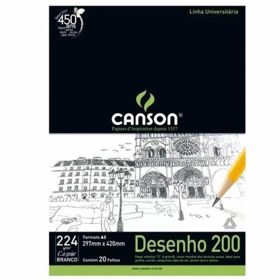 Bloco Desenho A2 Branco 224G 20 Folhas - Canson - Bloco de Desenho ...