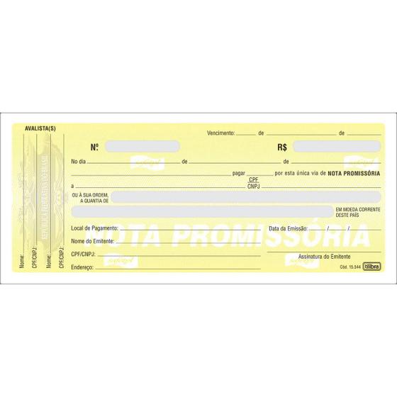 Bloco Nota Promissória Amarela C/ 50 Folhas - Tilibra - Bloco de Notas ...