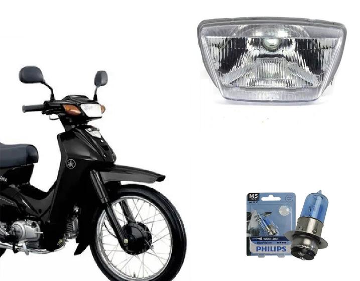 Bloco Óptico Farol Crypton 105cc + Lâmpada Philips Blue Vision M5 Ano ...