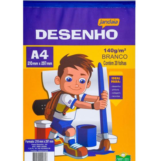 Bloco Papel Branco A4 Desenho Escolar Arte Jandaia 20 Folhas - Bloco de ...