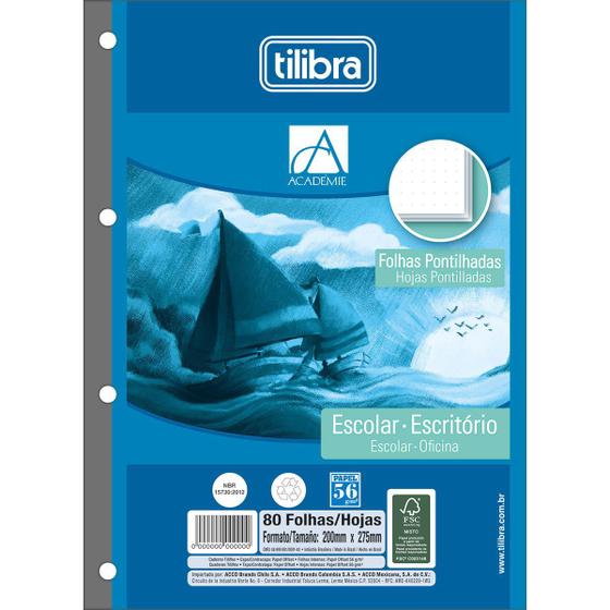 Bloco Para Fichário Tilibra Academie Pontilhado 53g 80 Folhas - Folha ...
