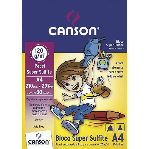 Bloco Super Sulfite 30 FL A4 210x297mm 120g - Canson - Bloco de Desenho ...