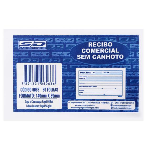 Bloco Talão Recibo Comercial Sem Canhoto 50 Fls Kit 20 Blocos São Domingos - ANIMATIVA - Recibo ...